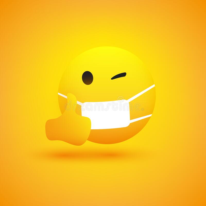 emoji-simple-emoticon-winking-eye-showing-thumbs-up-wearing-medical ...